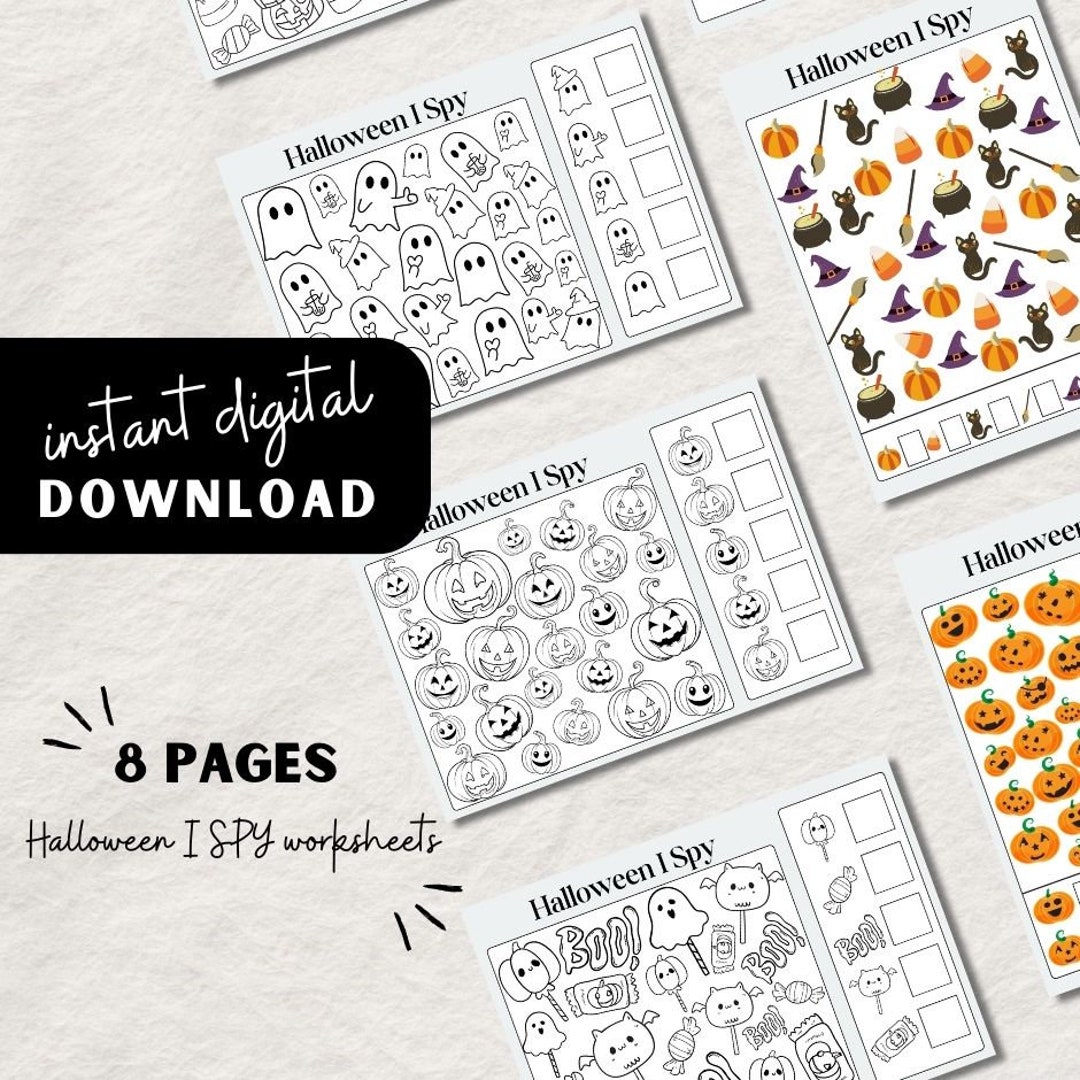Halloween I SPY Worksheets, Halloween Printable, Holiday Worksheets ...