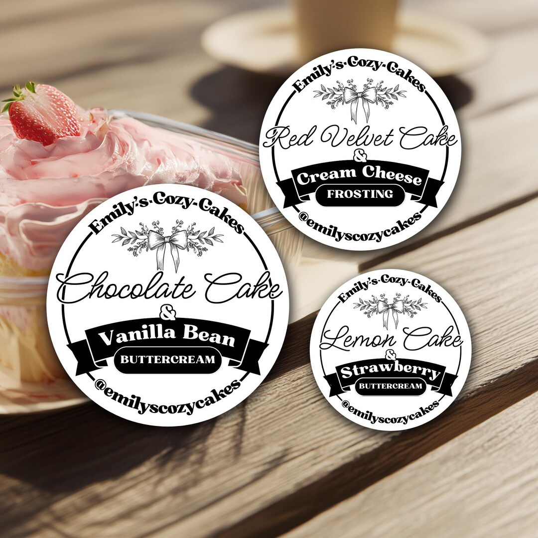 Custom Circle Bakery Label Template: Thermal Print Design (digital ...
