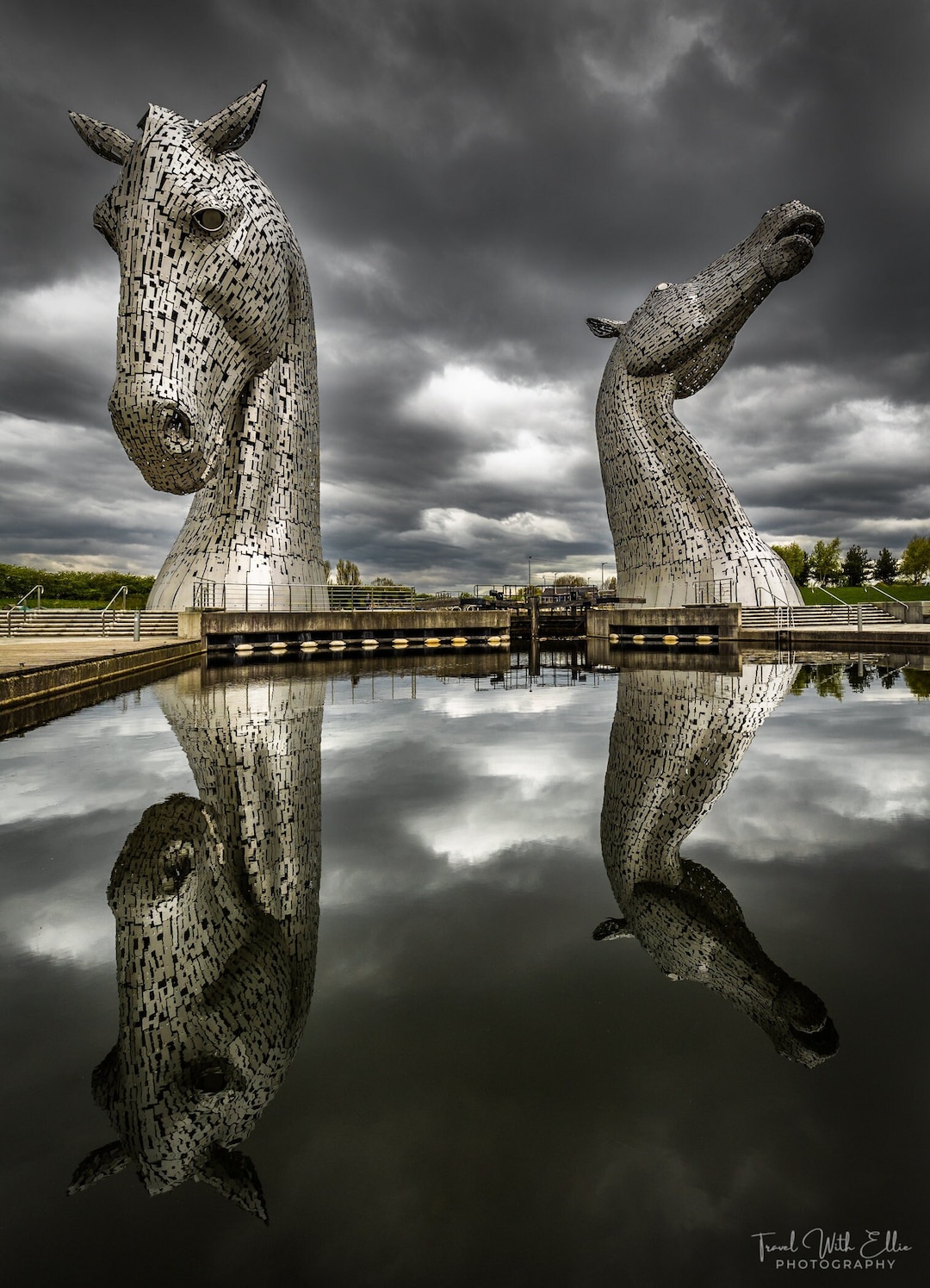 Kelpies of Scotland Print: Mythical Horse Sculpture, Moody Scottish ...