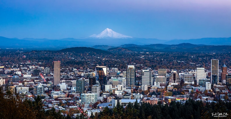 Portland Mt Hood Print, Iconic View of Portland Photo, Mt Hood Sunset ...