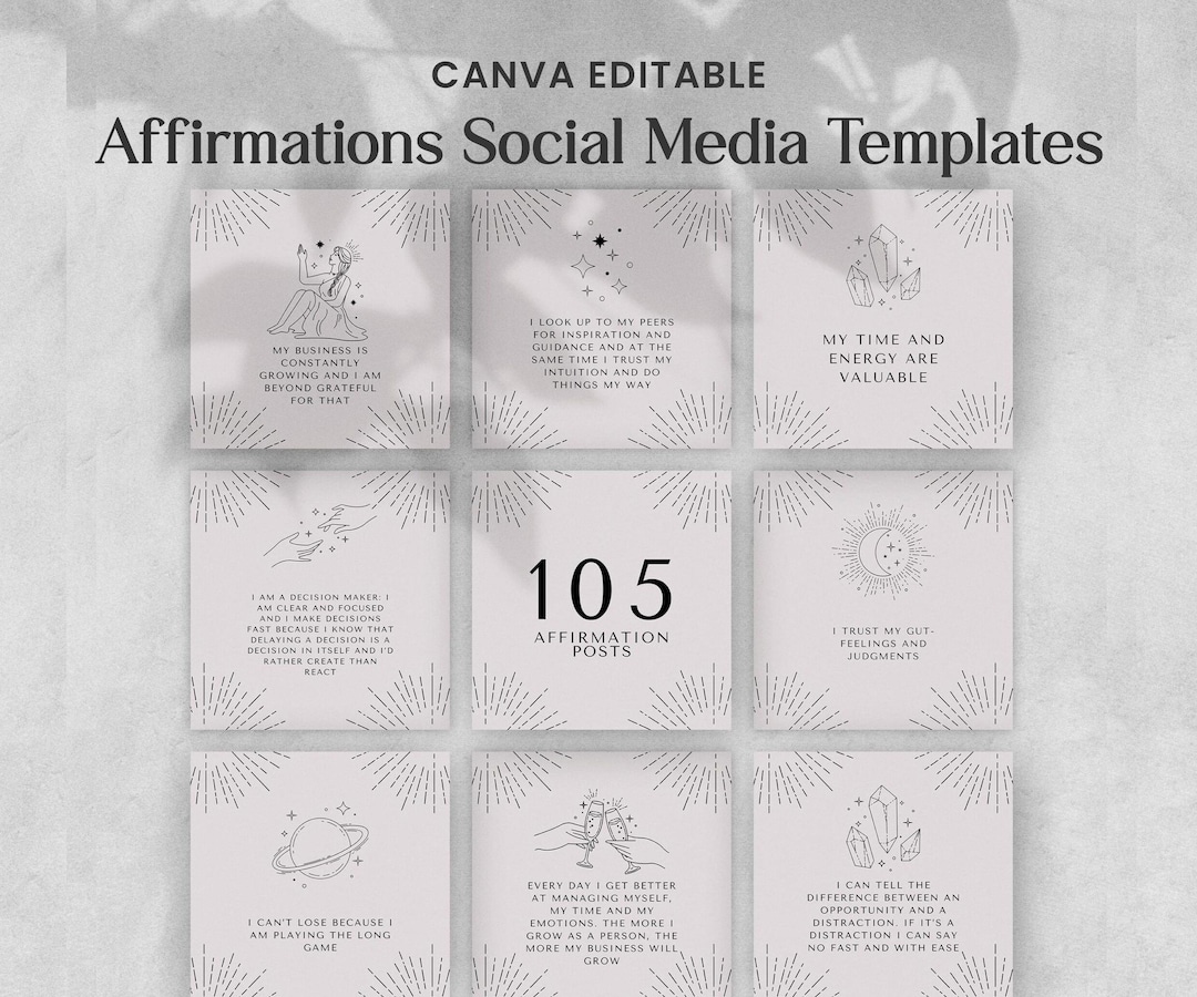 105 Positive Affirmations Social Media Canva Editable Templates - Etsy