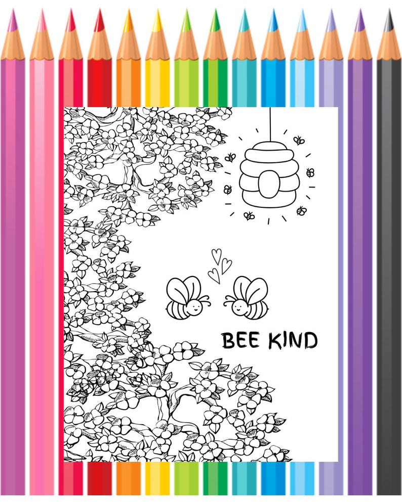 Bee Kind Coloring Page – Printable Bee Coloring Sheet for Kids ...