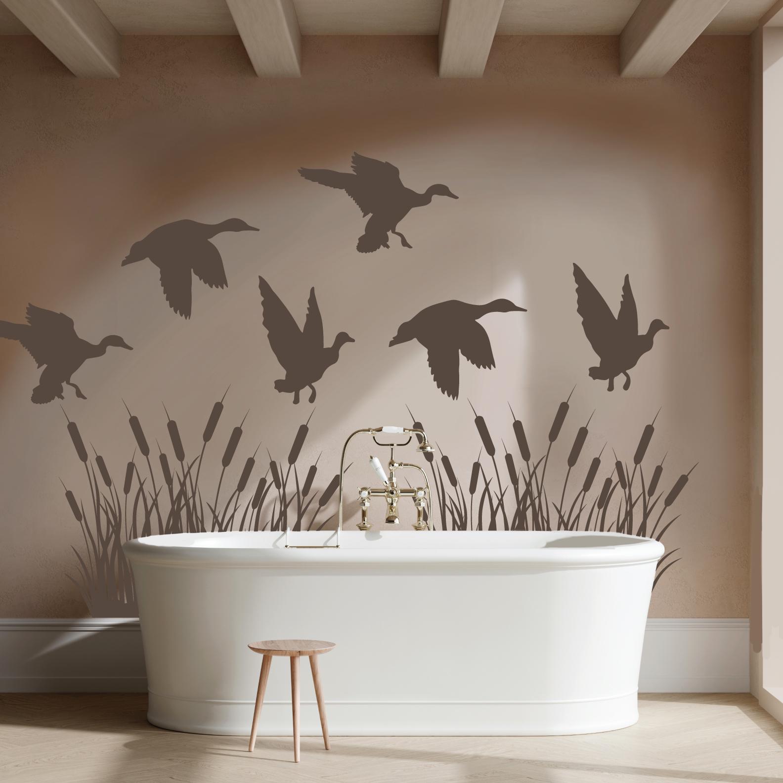 Duck Hunting Wall Decal Set of 4- Waterfowl Silhouette Stickers With ...