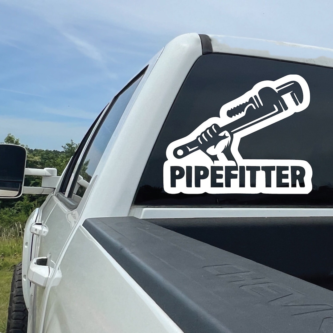 Pipefitter Decal | Fist Holding Pipe Wrench Sticker | Tradesman Vinyl ...
