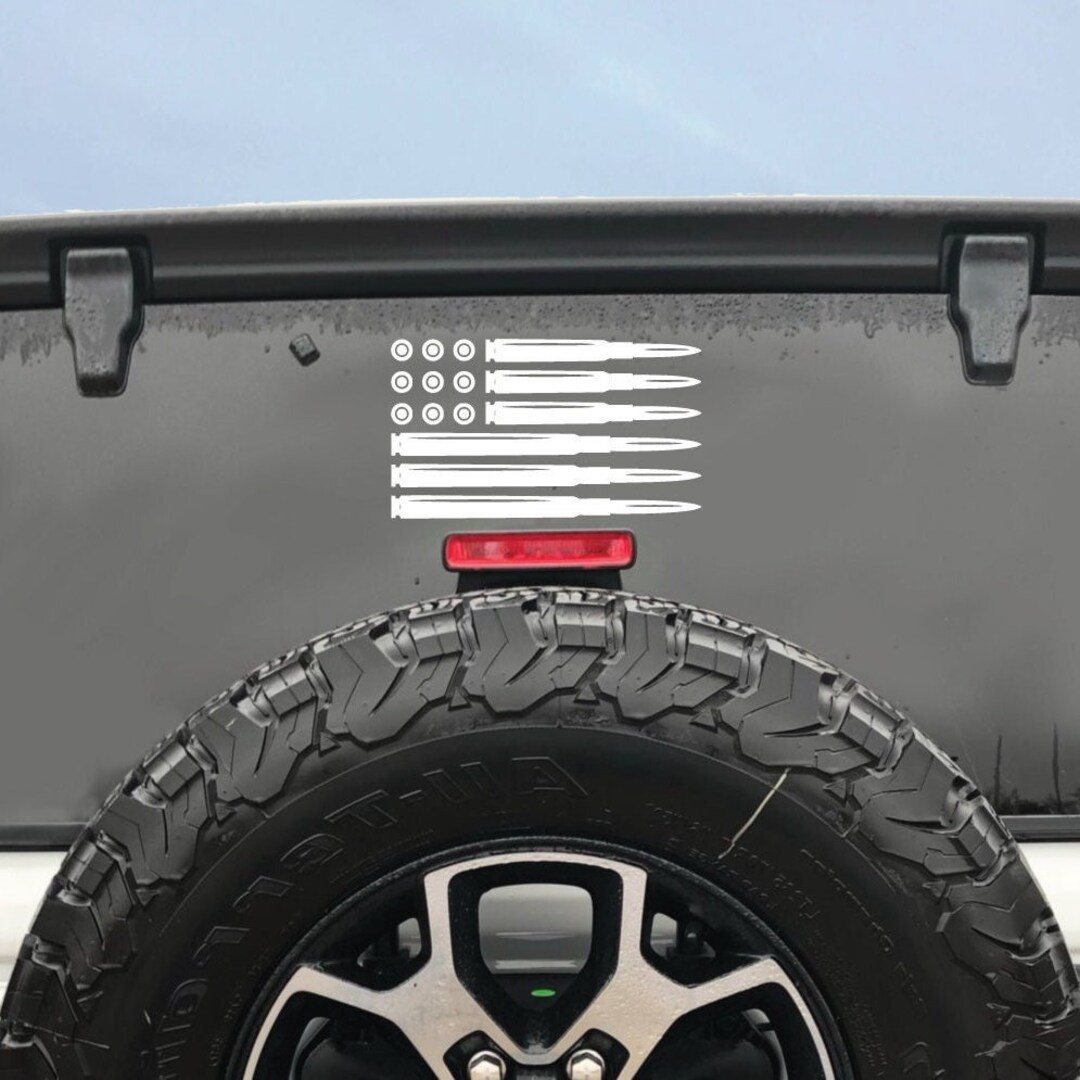 American Flag Rifle USA Pride Bullets Sticker, Patriotic Flag Decal ...