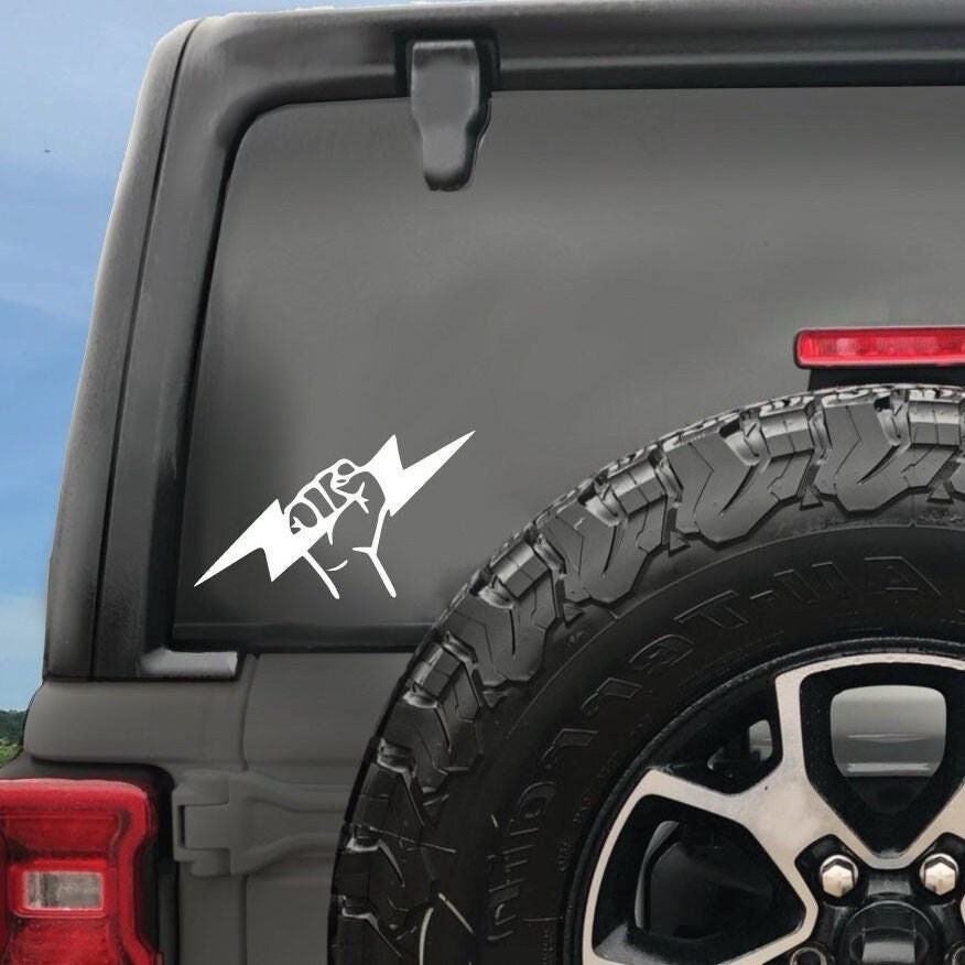 Hand Holding Electrical Bolt Decal | Electrician Power Sticker ...