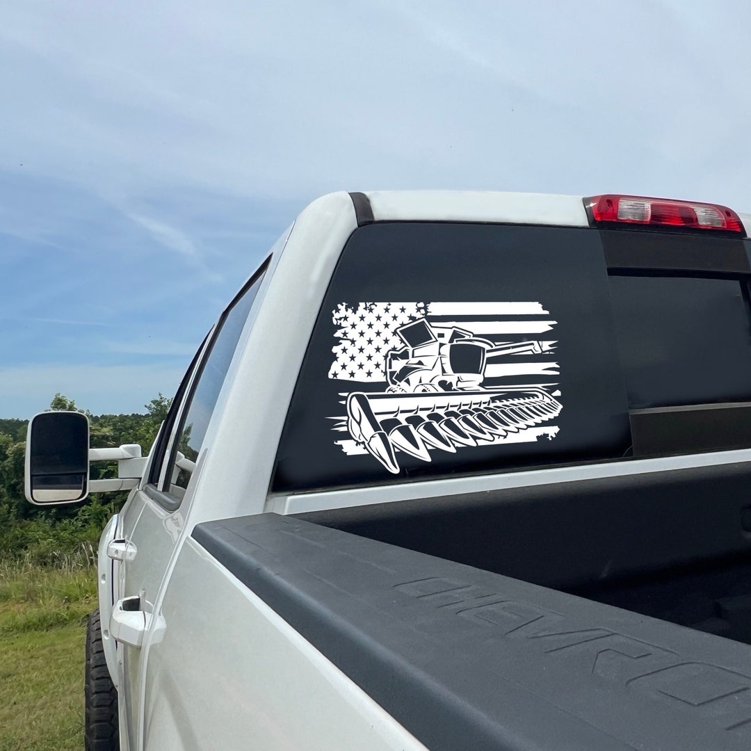 Combine American Flag Decal | Farm Pride American Flag Combine Decal ...