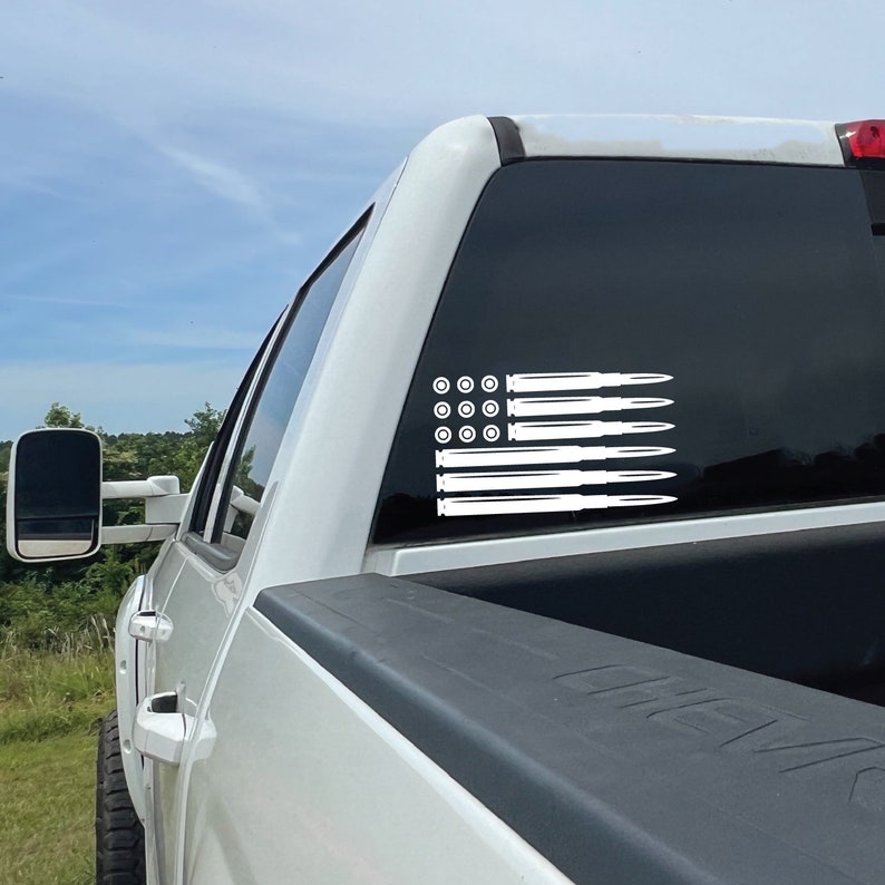 American Flag Rifle USA Pride Bullets Sticker, Patriotic Flag Decal ...