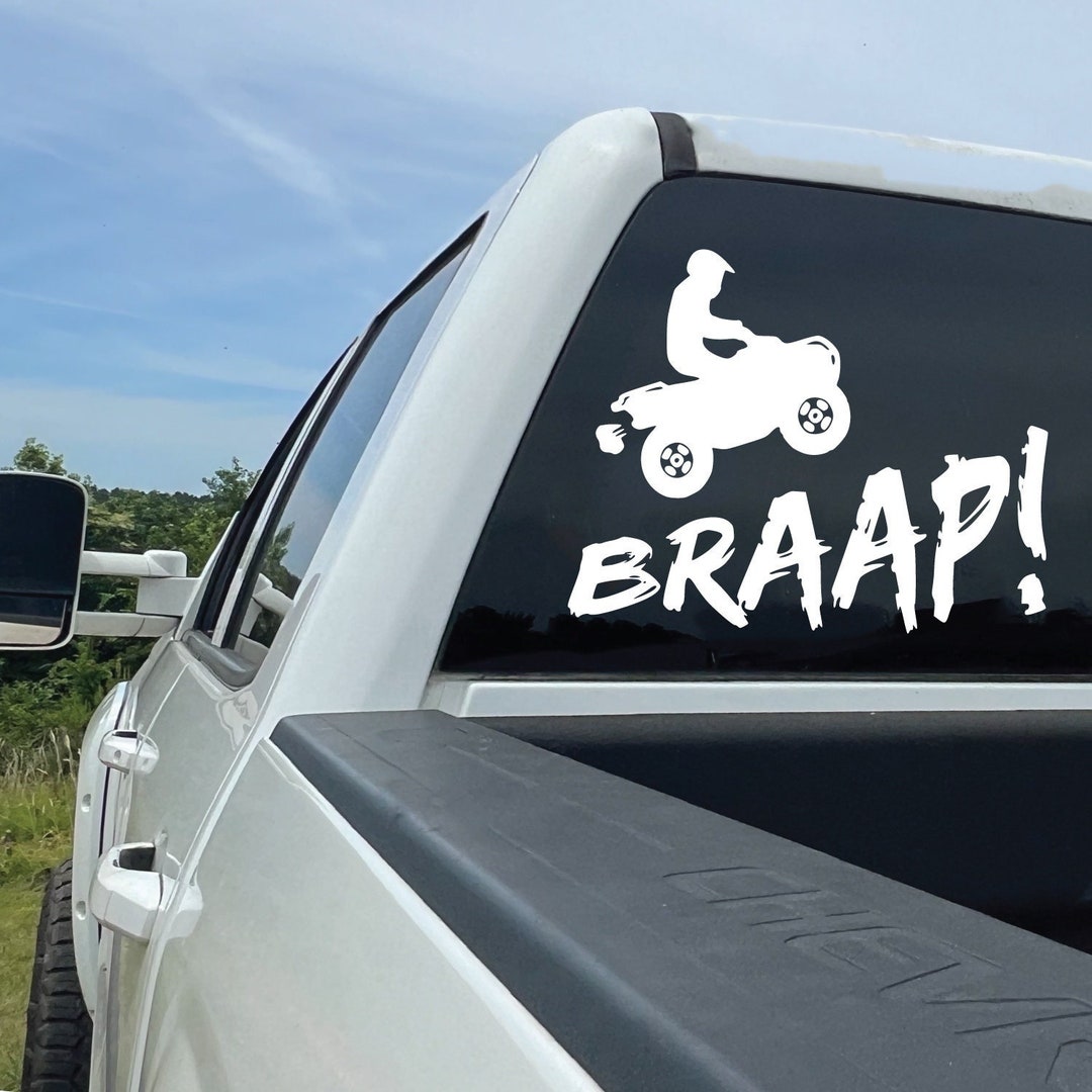 BRAAP Four-wheeler Decal | Quad Jumping Sticker | ATV Rider Vinyl Decal ...