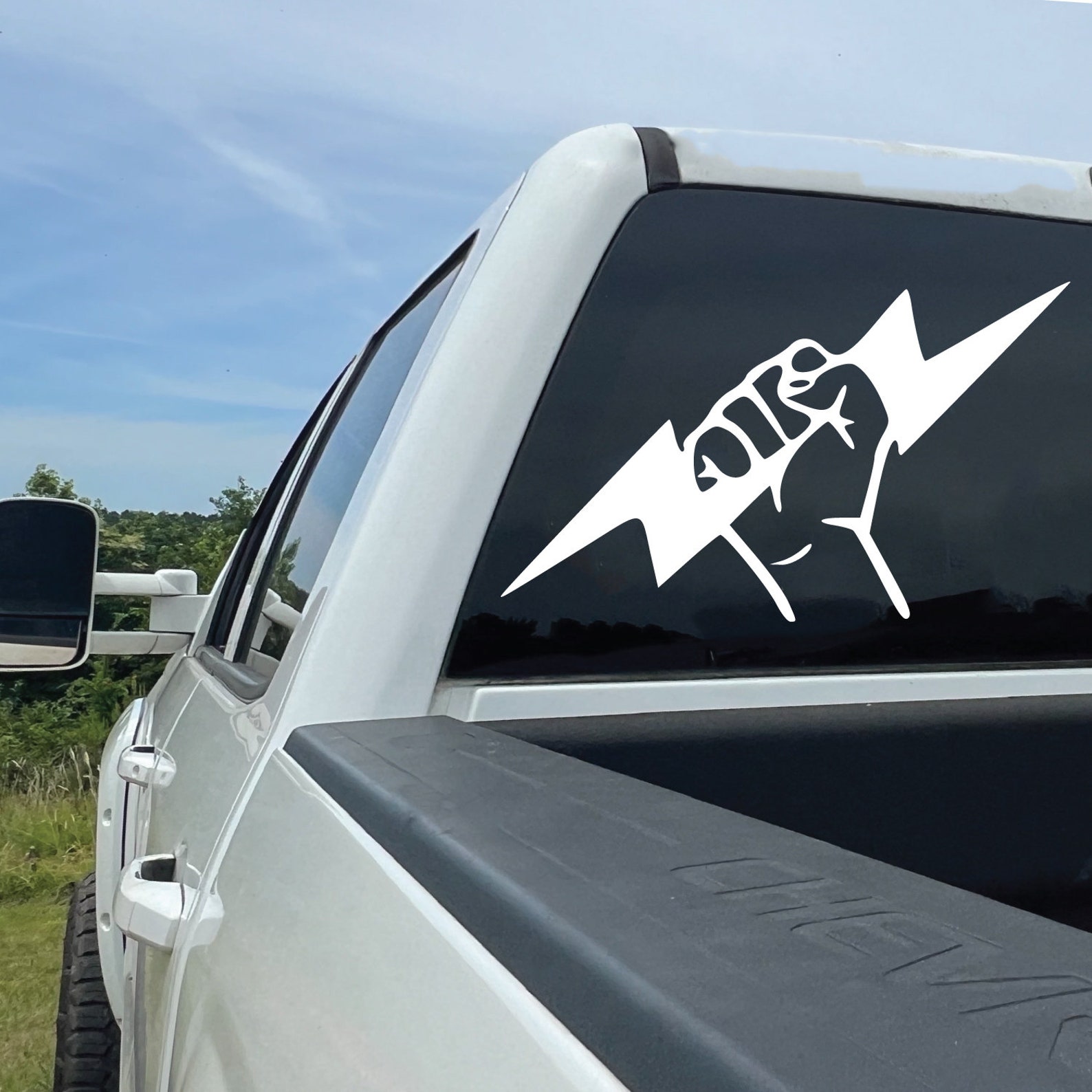 Hand Holding Electrical Bolt Decal | Electrician Power Sticker ...