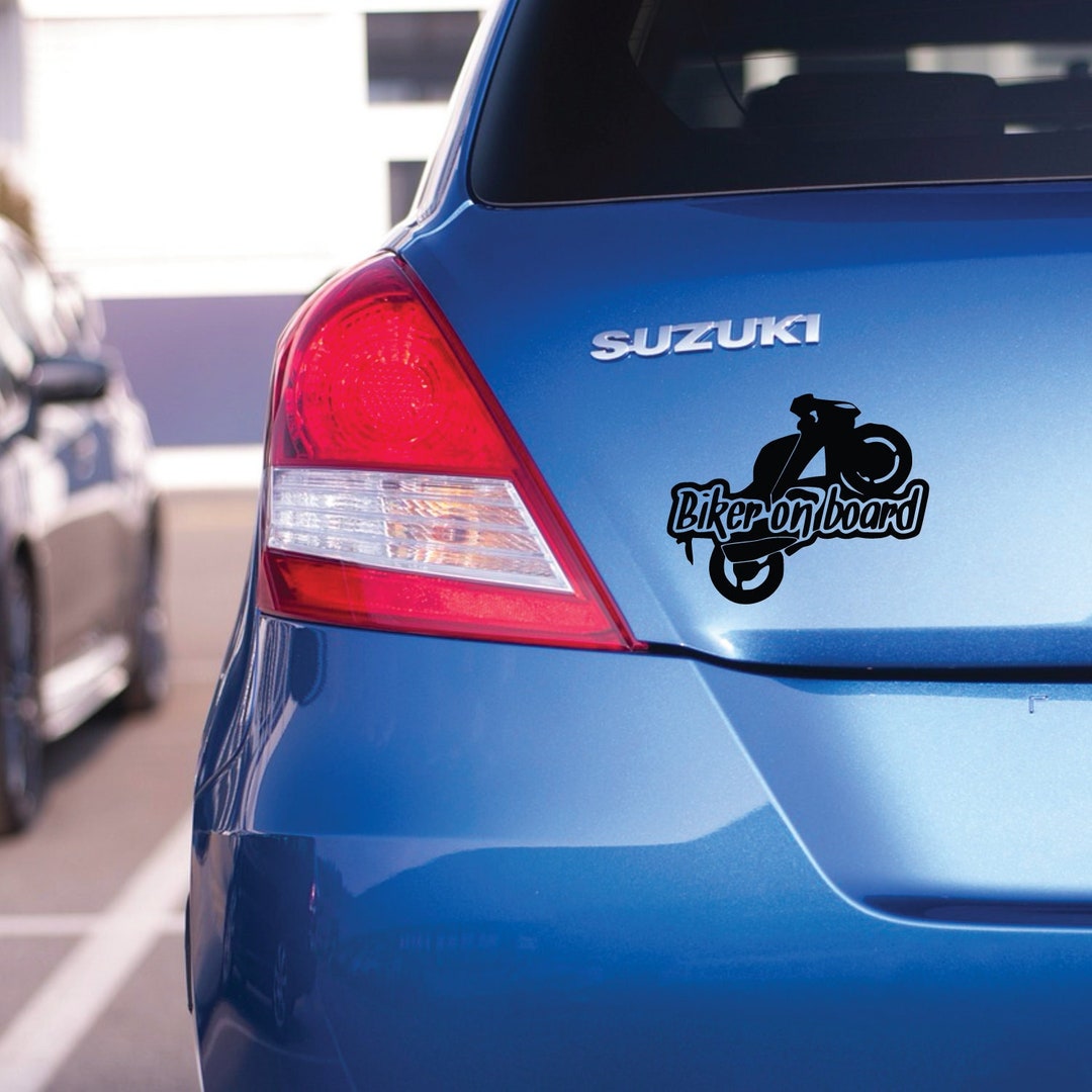 Biker on Board Motorcycle Wheelie Decal Vinyl Sticker, 25 Colors ...