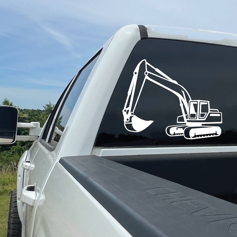 Excavator Outline Decal | Heavy Equipment Sticker | Construction Gear ...