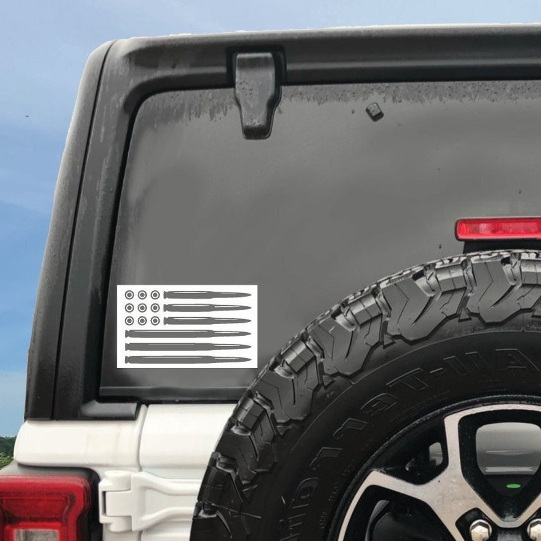 American Flag Rifle USA Pride Bullets Sticker, Patriotic Flag Decal ...