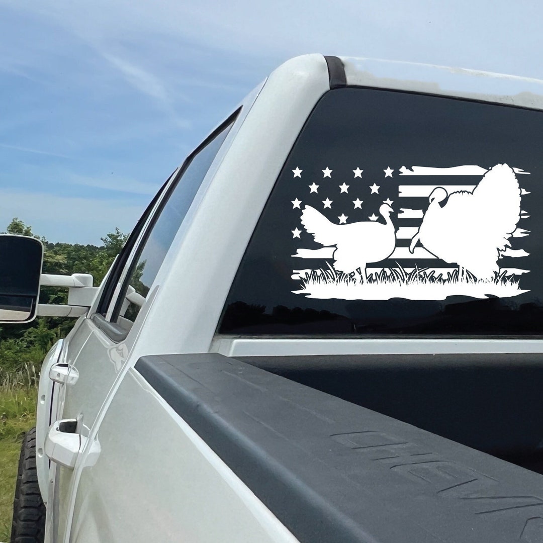 Tom and Hen Turkey Decal | American Flag Silhouette | Hunting Vinyl ...