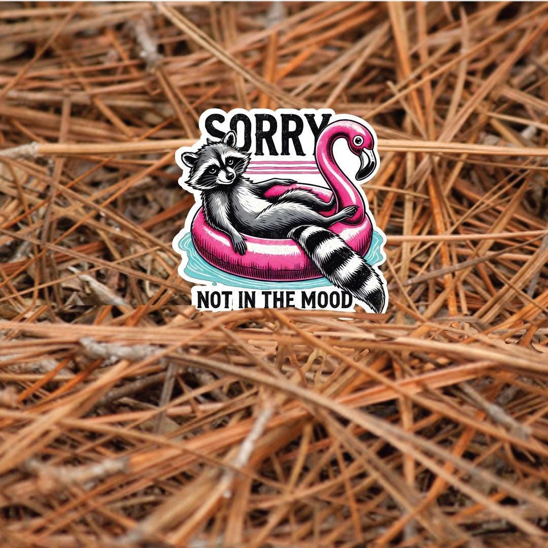 Sorry, Not in the Mood Raccoon Sticker – Funny Vinyl Sticker With Pool ...