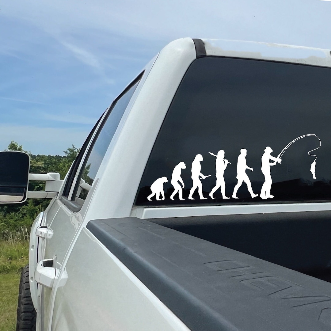 Evolution of Fishing Decal, Fishhook Outdoorsman Sticker, Fishing ...