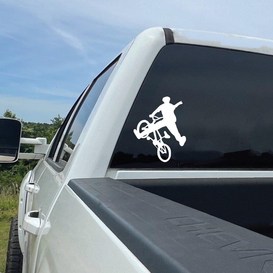 BMX Rider Jumping and Pointing Decal | BMX Stunt Sticker | Extreme ...