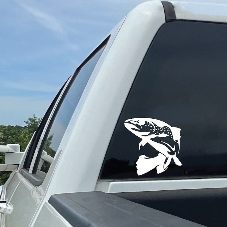 Trout Fishing Decal, Rainbow Trout Outdoorsman Decal, Fishing ...