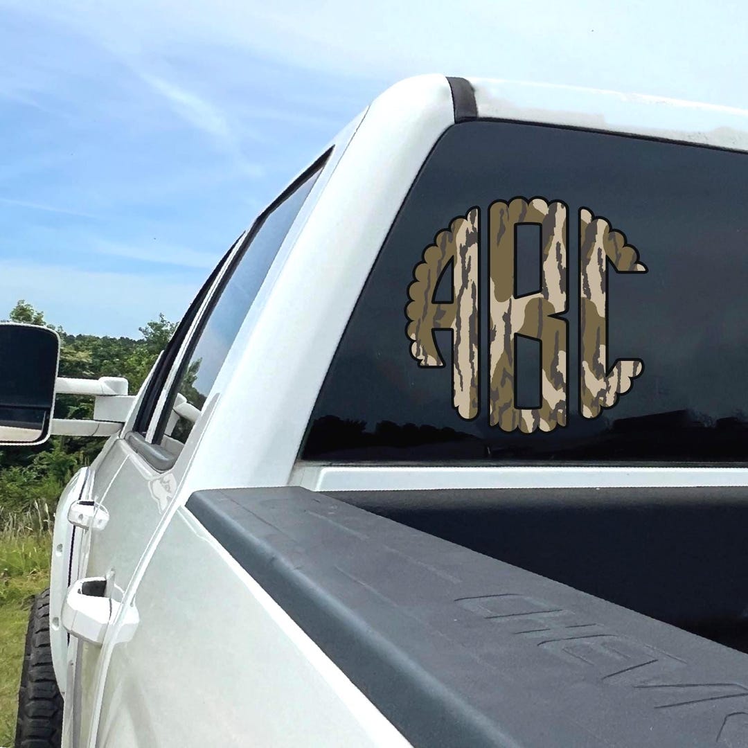 Bottomland Inspired Camo Scalloped Monogram Decal – Personalized Vinyl Initial for Tumblers ...