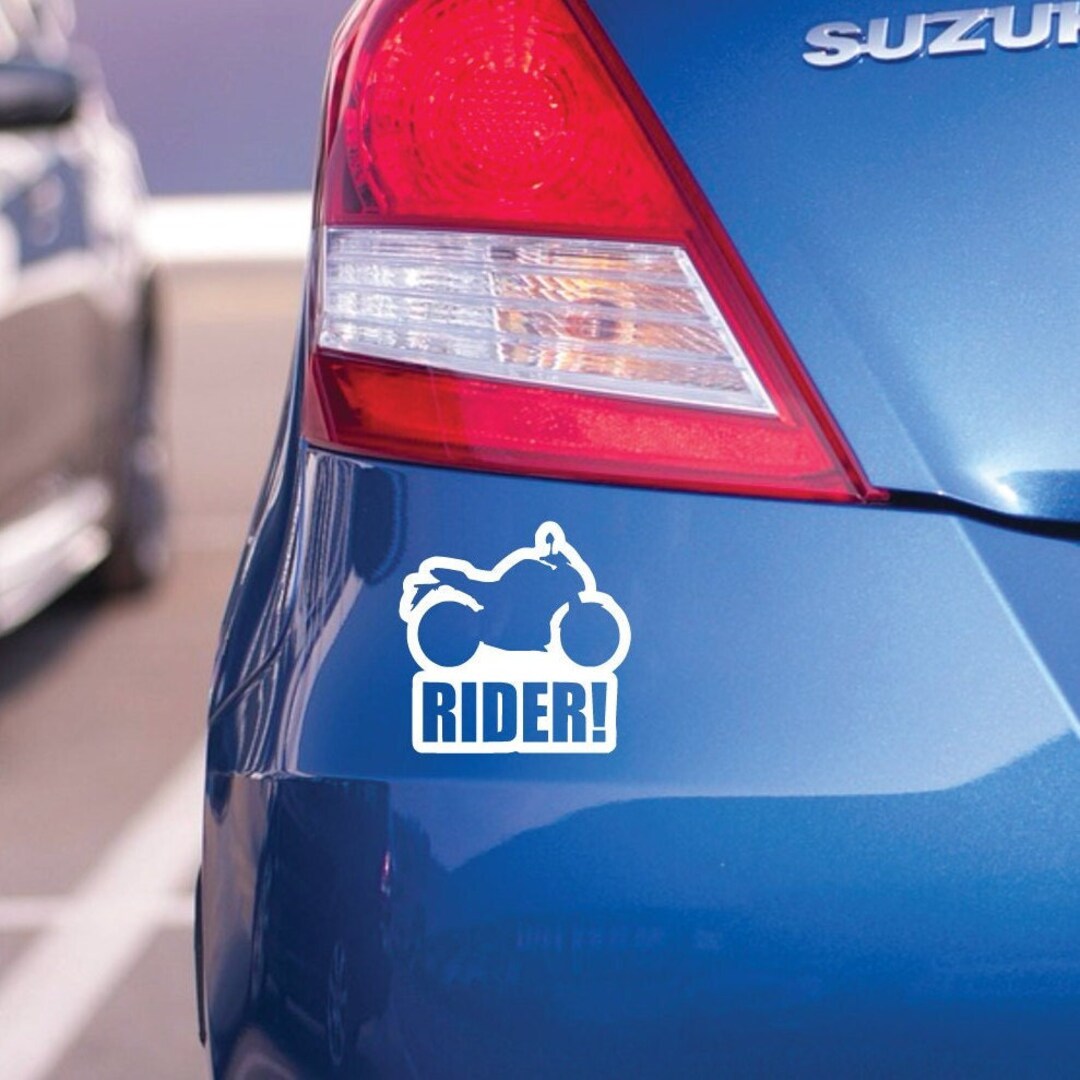 Motorcycle Silhouette "rider!" Decal – Custom Vinyl Biker Decal ...