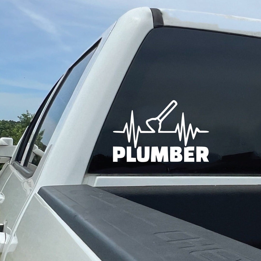 Heartbeat Plunger Decal | ECG Plumber Sticker | Plumbing Heartbeat ...