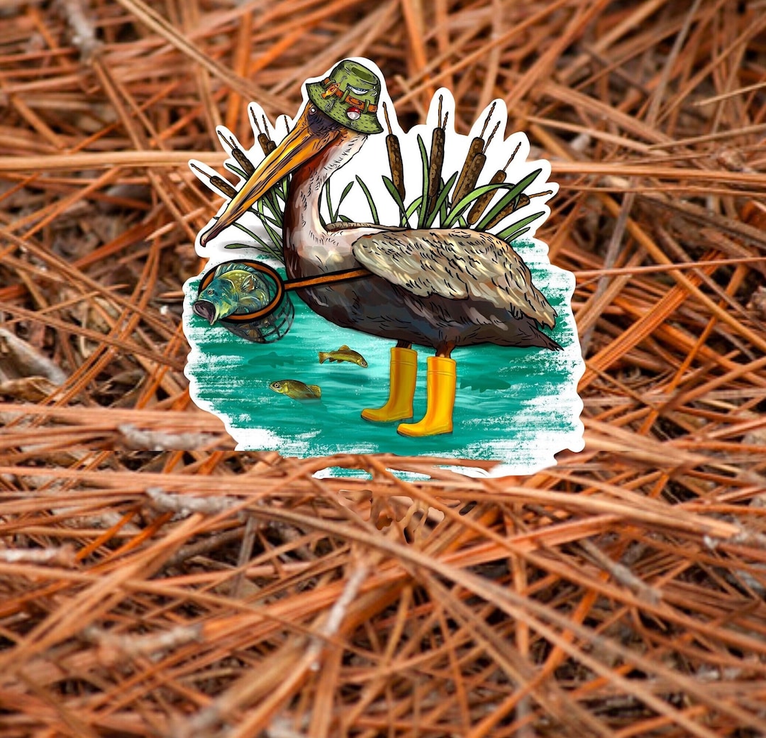 Pelican Fishing Sticker Decal, Fisherman Sticker, Pelican, Hunting - Etsy