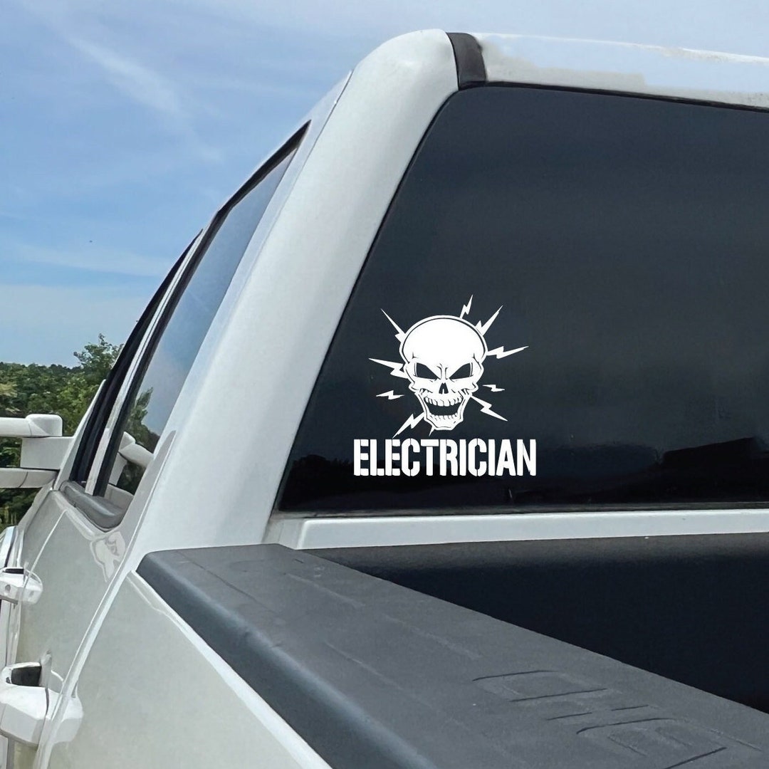 Electrician Skull With Electric Bolts Decal | Bold Electrician Sticker ...