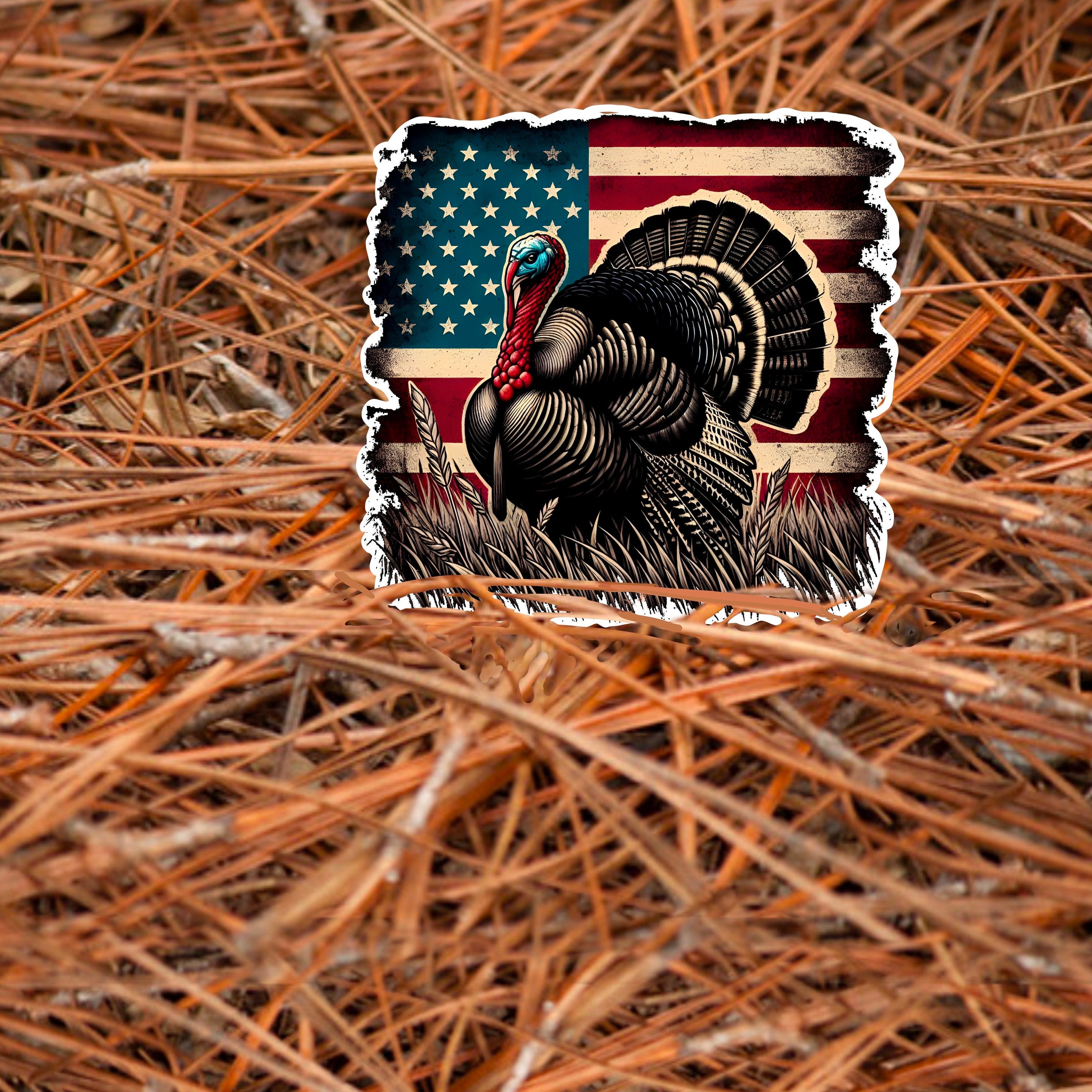 Turkey Hunting Decal, American Flag Sticker, Outdoorsman Gift Decal - Etsy