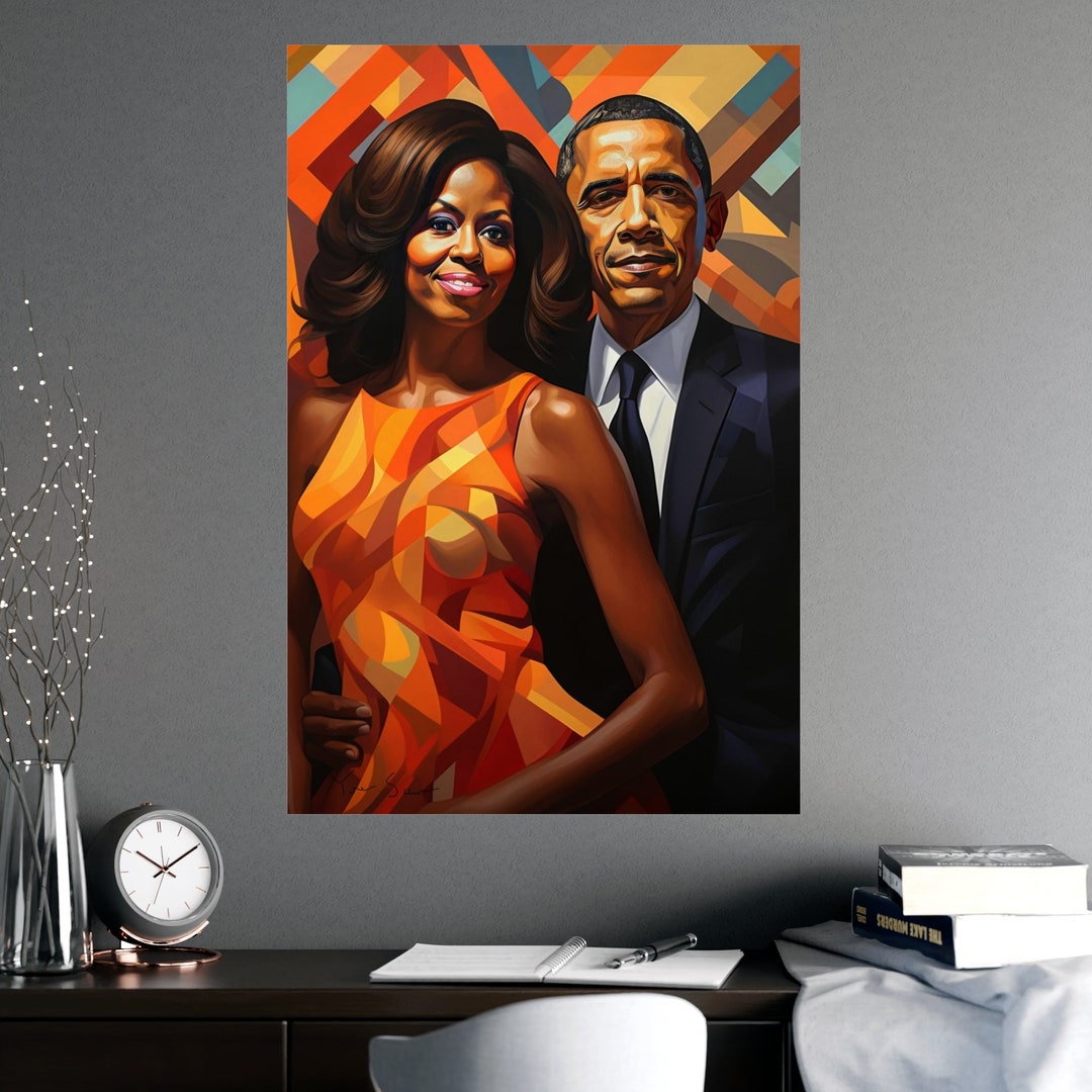 Obama & Michelle Art Print: Modern 'american Heroes' Portrait - Etsy