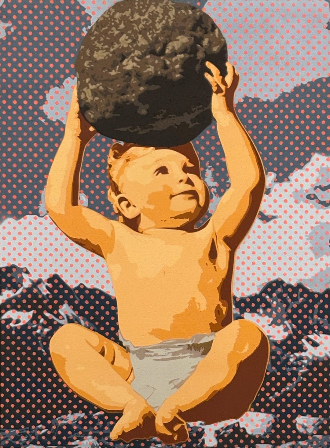 Baby Meatball Original Artwork Hand-painted, Handmade Painting on a 15 ...