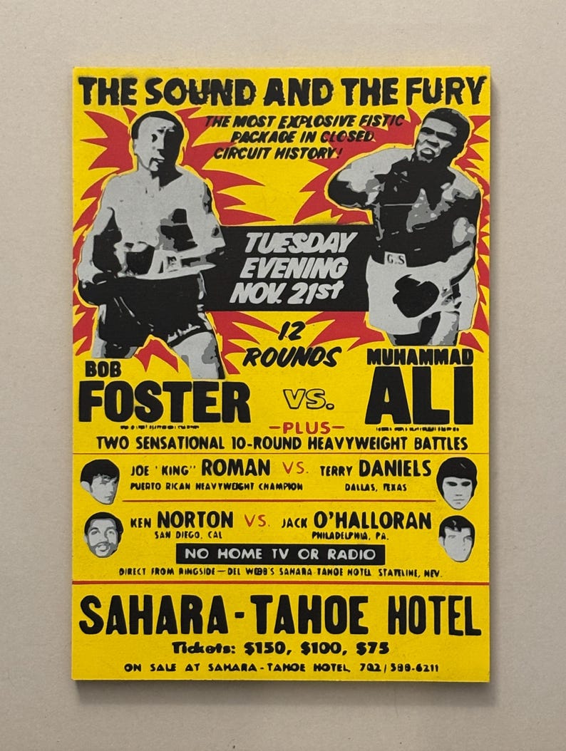 1972 Muhammad Ali / Bob Foster Fight Poster - Original, Handmade ...