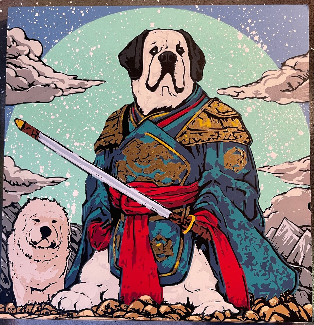 Samdog (samurai Dog) - Original Painting, Handmade, Hand-painted, 11 X ...