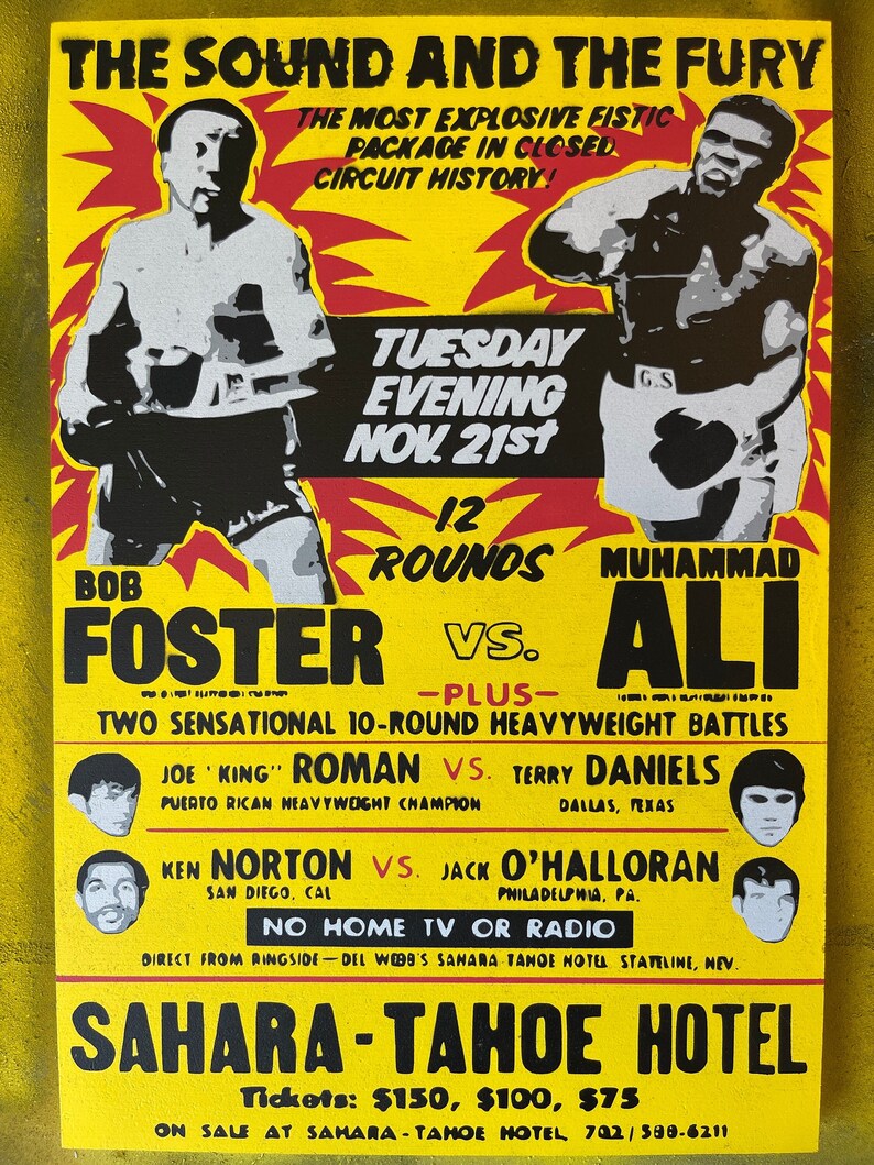 1972 Muhammad Ali / Bob Foster Fight Poster - Original, Handmade ...
