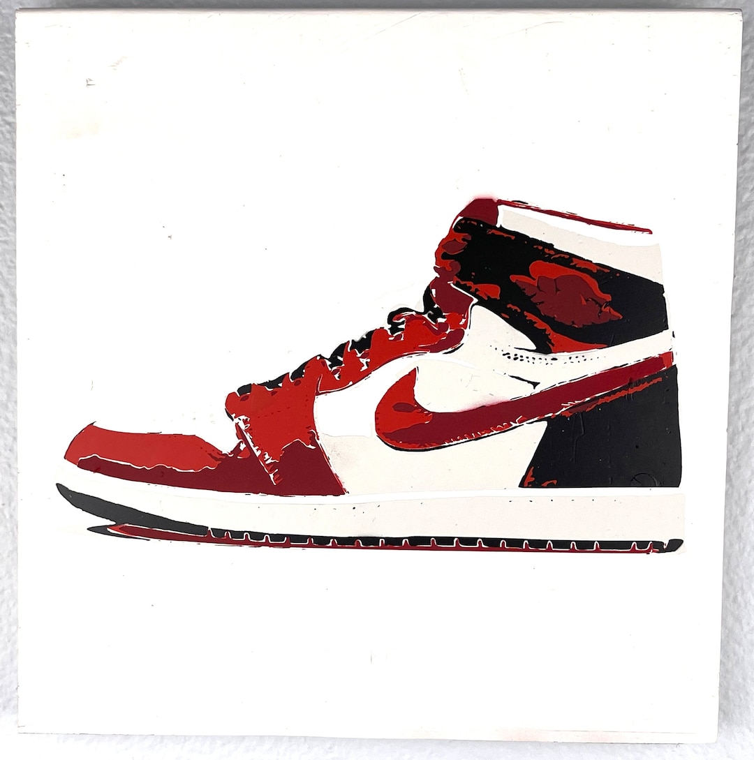 Air Jordan 1 Sneaker - Red Edition - Original, Handmade, Hand-painted ...