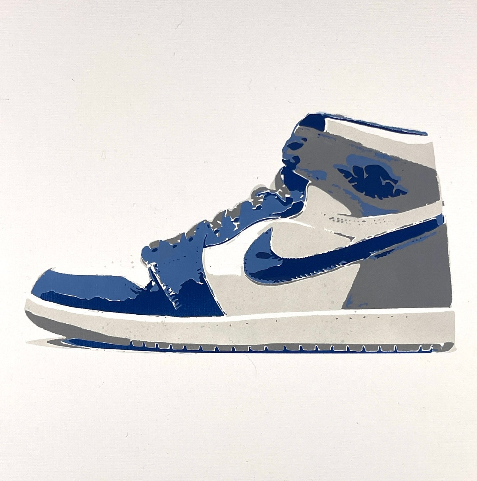 Air Jordan 1 Sneaker - Blue - Original, Handmade, Hand-painted Artwork ...