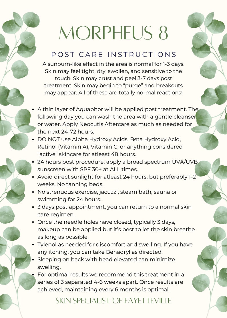 Morpheus8 Aftercare Instructions - Etsy