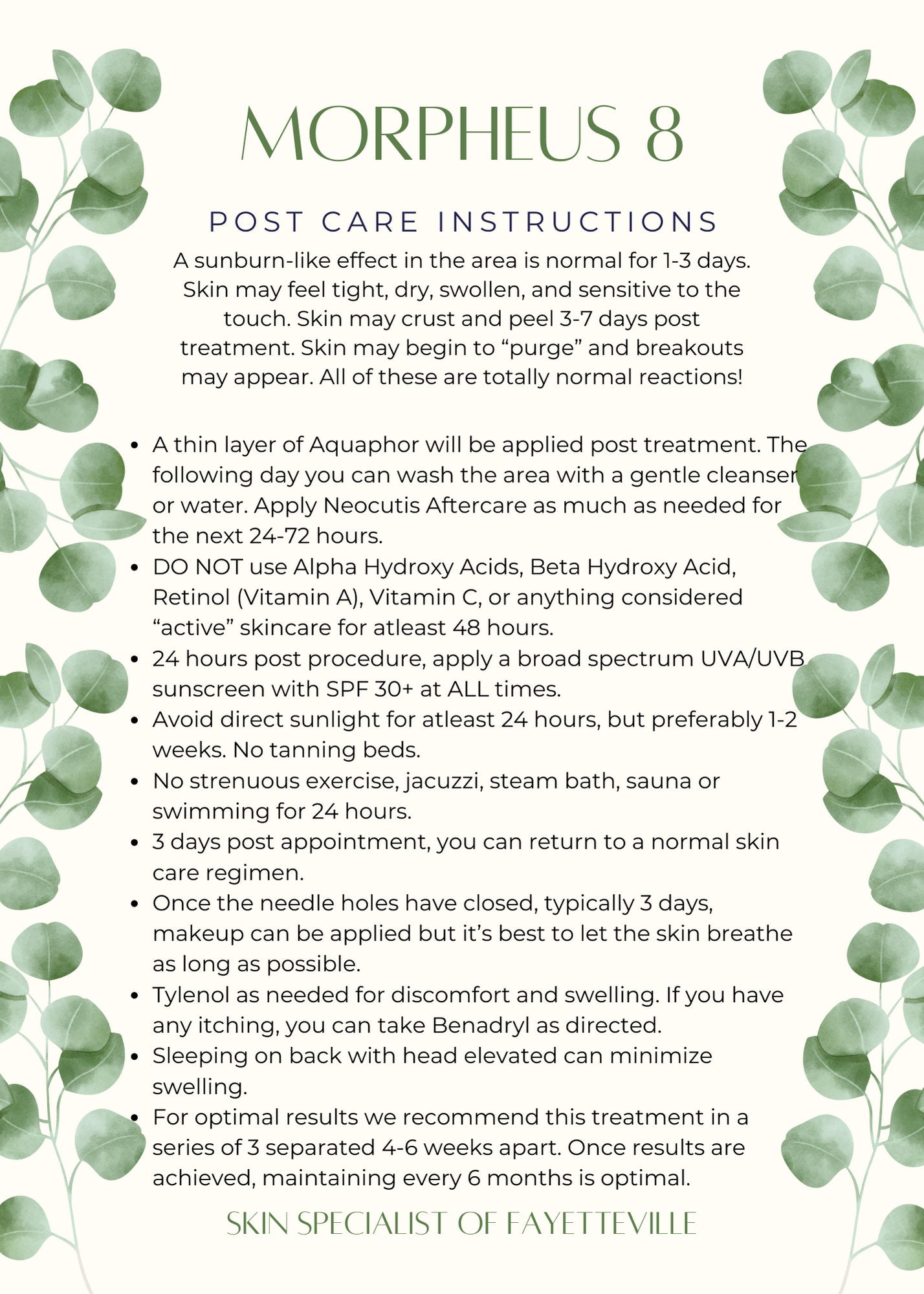 Morpheus8 Aftercare Instructions - Etsy