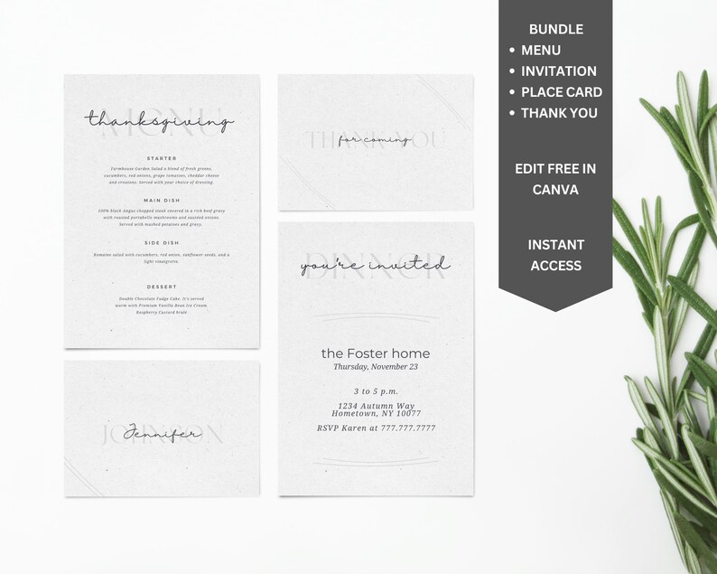 Menu Template Printable Dinner Template Elegant Lunch - Etsy