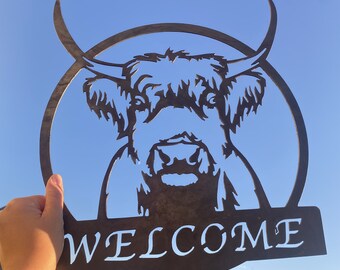 Highland Cow Welcome Sign - Etsy