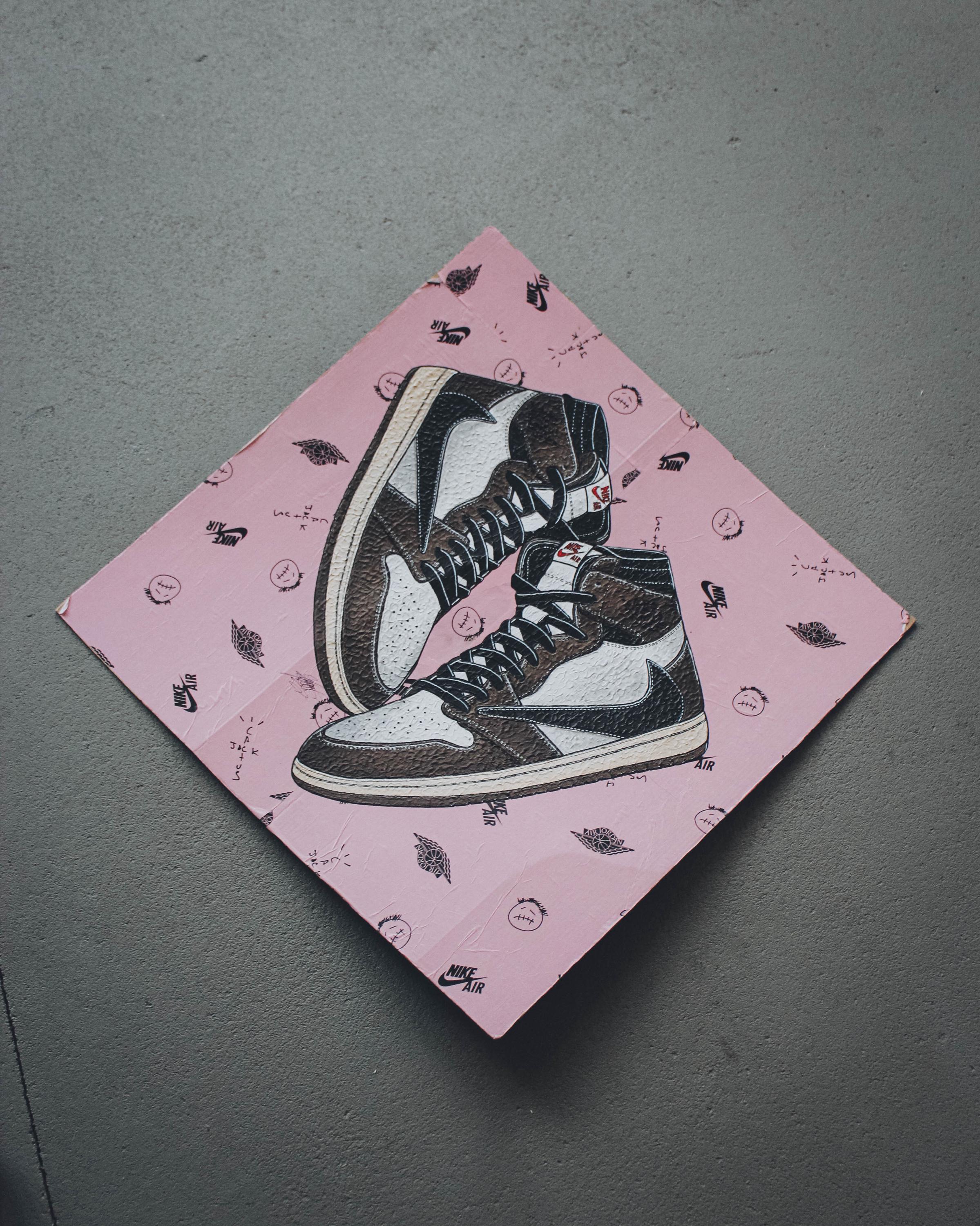 Original Acrylic Painting of Travis Scott X Air Jordan 1 High OG Cactus ...