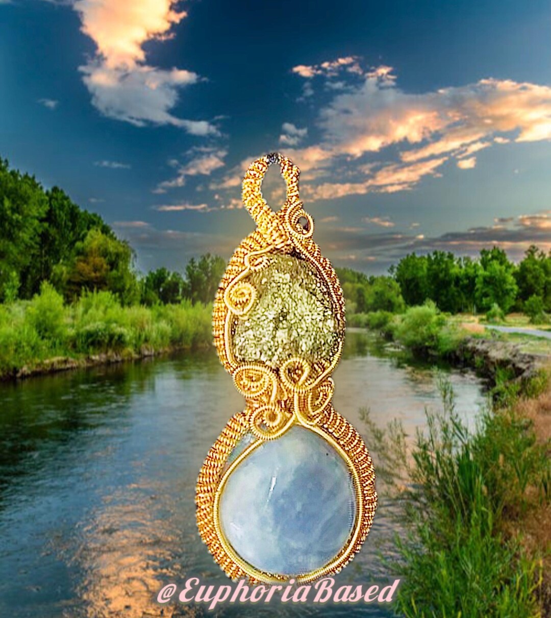 Pyrite & Angelite Figure 8 Pendant - Etsy