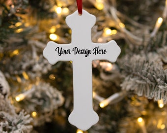 Dye Sublimation Ceramic Cross Mockup Add Your Own Image and Background ...