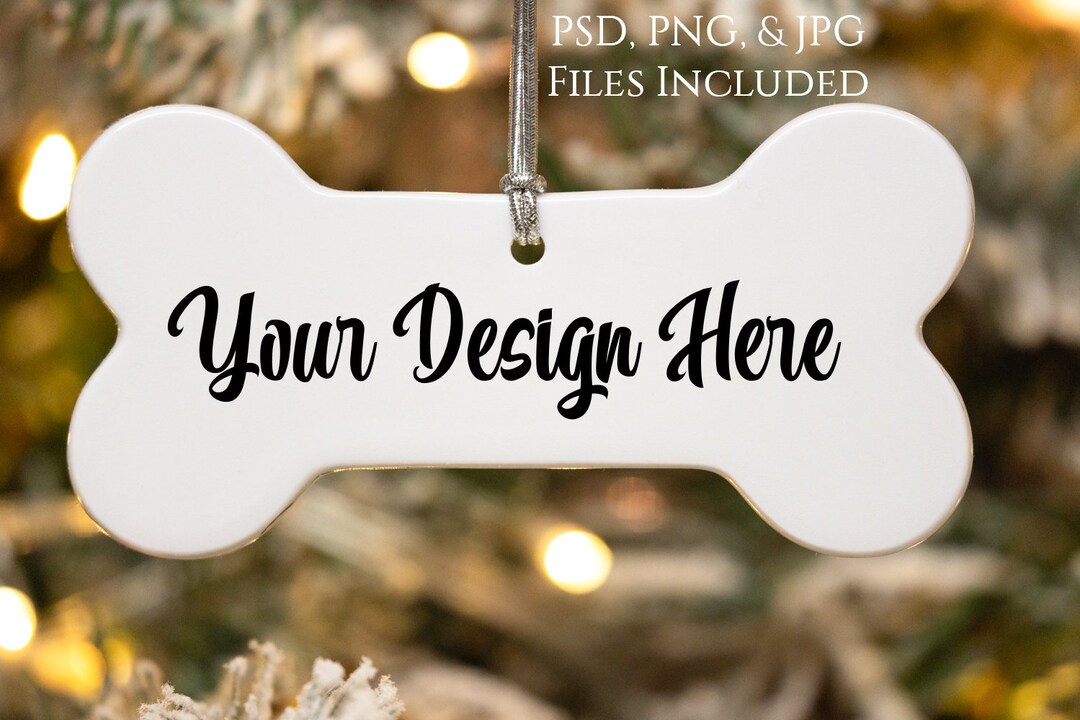 Dog Bone Ceramic Ornament Mockup Christmas Add Your Own Image PSD and ...