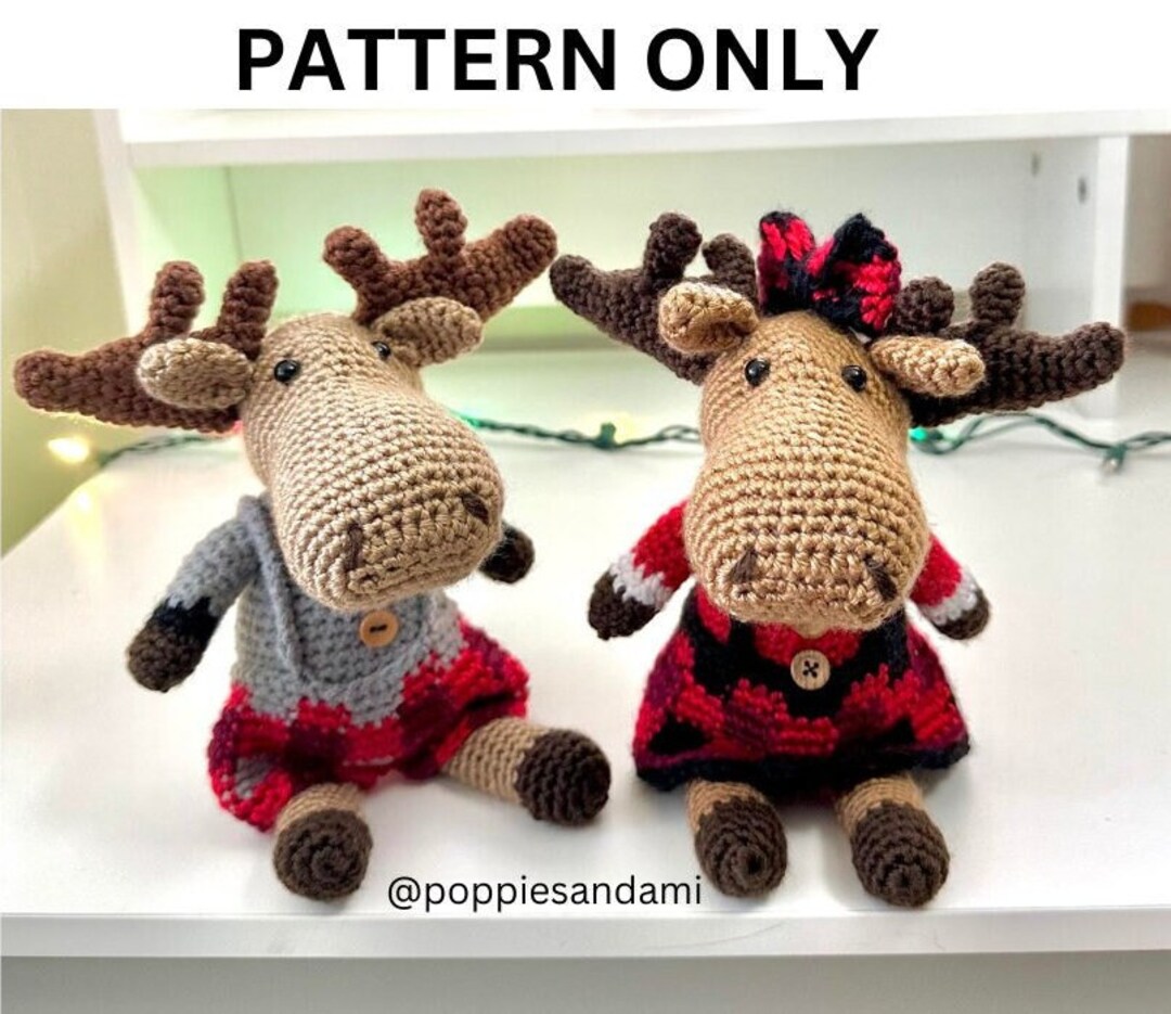 CROCHET PATTERN: Mr. and Mrs. Christmas Moose Amigurumi; Elk;moose - Etsy