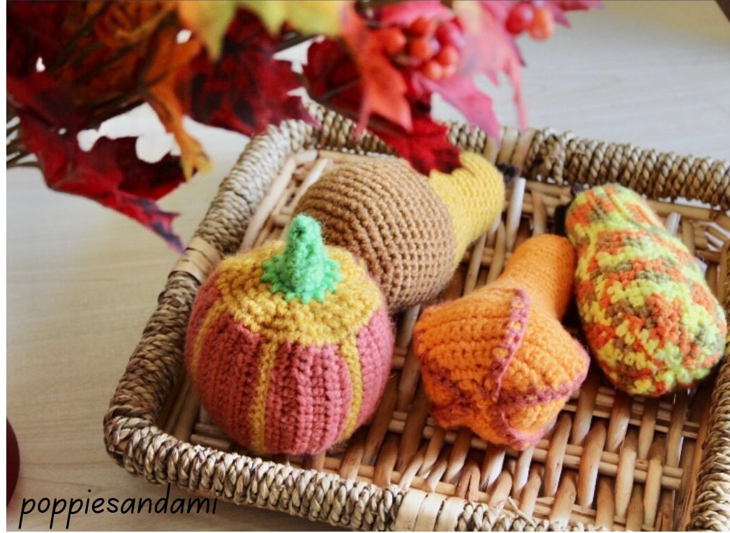 Crochet Pattern: Fall Harvest; Pumpkins, Wheelbarrow, Apples and Pears ...
