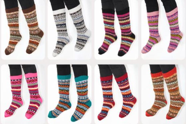 Handmade Peruvian Alpaca Wool Socks, Lightweight Thermal Winter ...