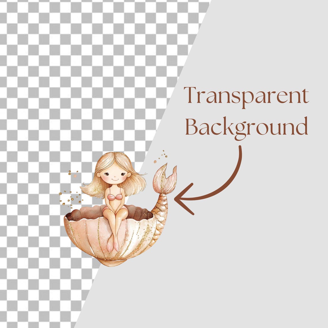 Watercolor Little Mermaid Clipart, Cute Mermaid Clipart, Under the Sea ...