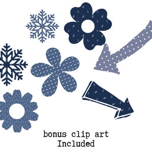 Blue Boho Doodle Letters + Clip Art, Uppercase Alphabet Set, Blue ...