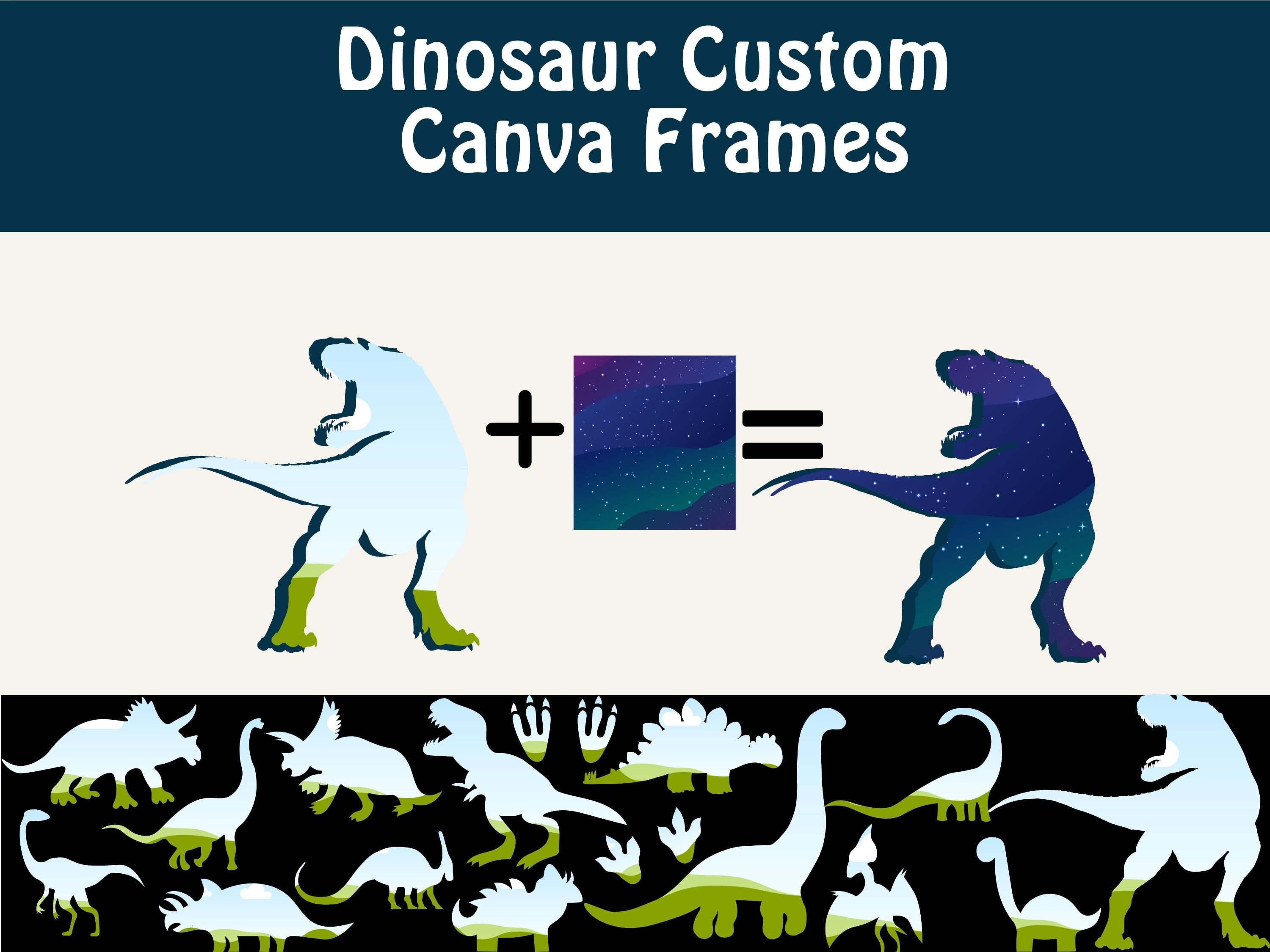 Canva Frames, Dinosaur Clip Art, Dinosaur Frames for Canva, Dino PNG ...