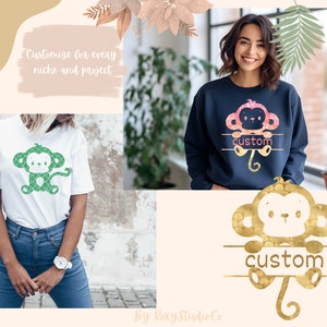 Monkey Canva Frames, Nursery Monkey Clip Art, Editable Canva Template ...